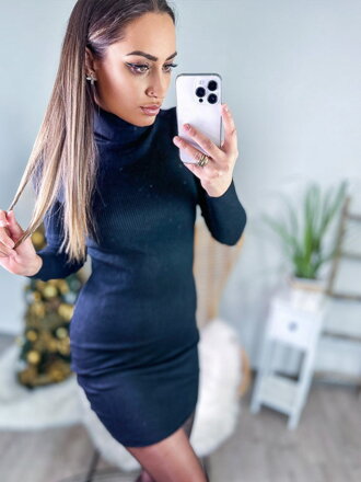 MIDI dámske rolákové šaty v čiernej farbe| ModneVeci.sk